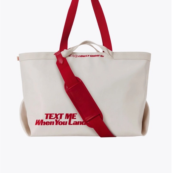 BEIS | Bags | Beis X Lonely Ghost Cream And Red Tote Bag Nwt | Poshmark